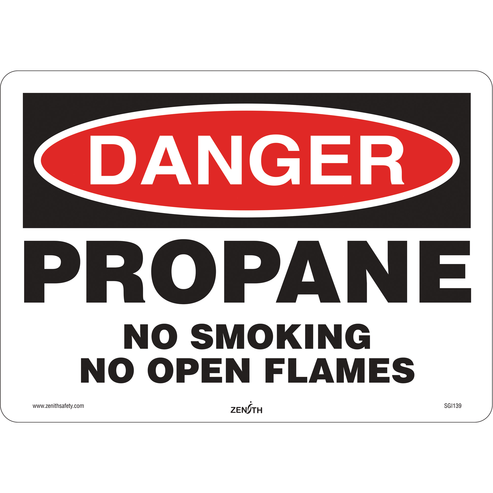 Zenith Safety Products SGI139 Danger Propane Safety Sign, 10" x 14 ...