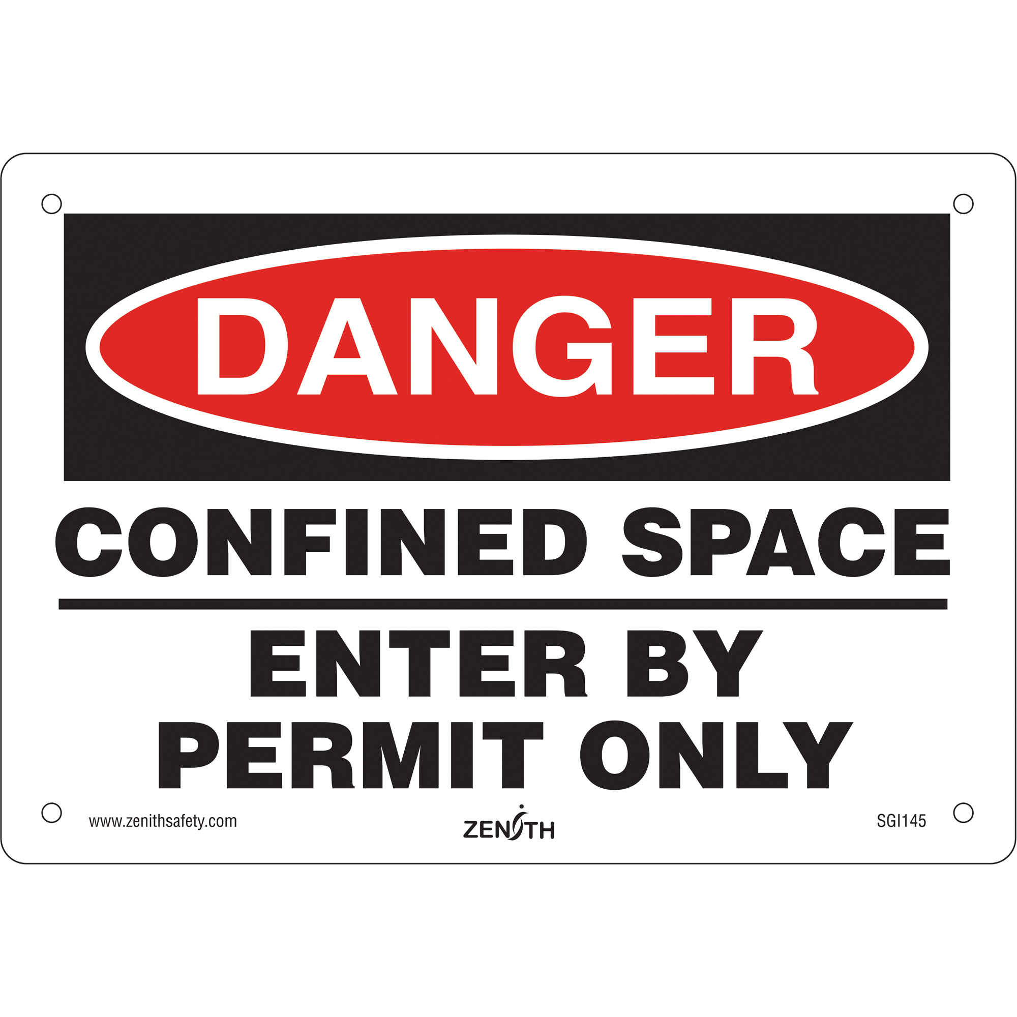 ZENITH SAFETY PRODUCTS "Confined Space" Sign, 7" x 10", Aluminum ...
