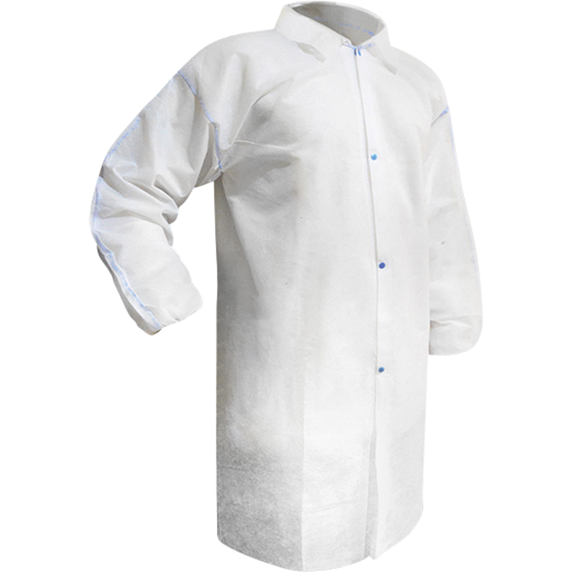 Ronco 44-150-L Disposable Lab Coat, Polypropylene, White, Large