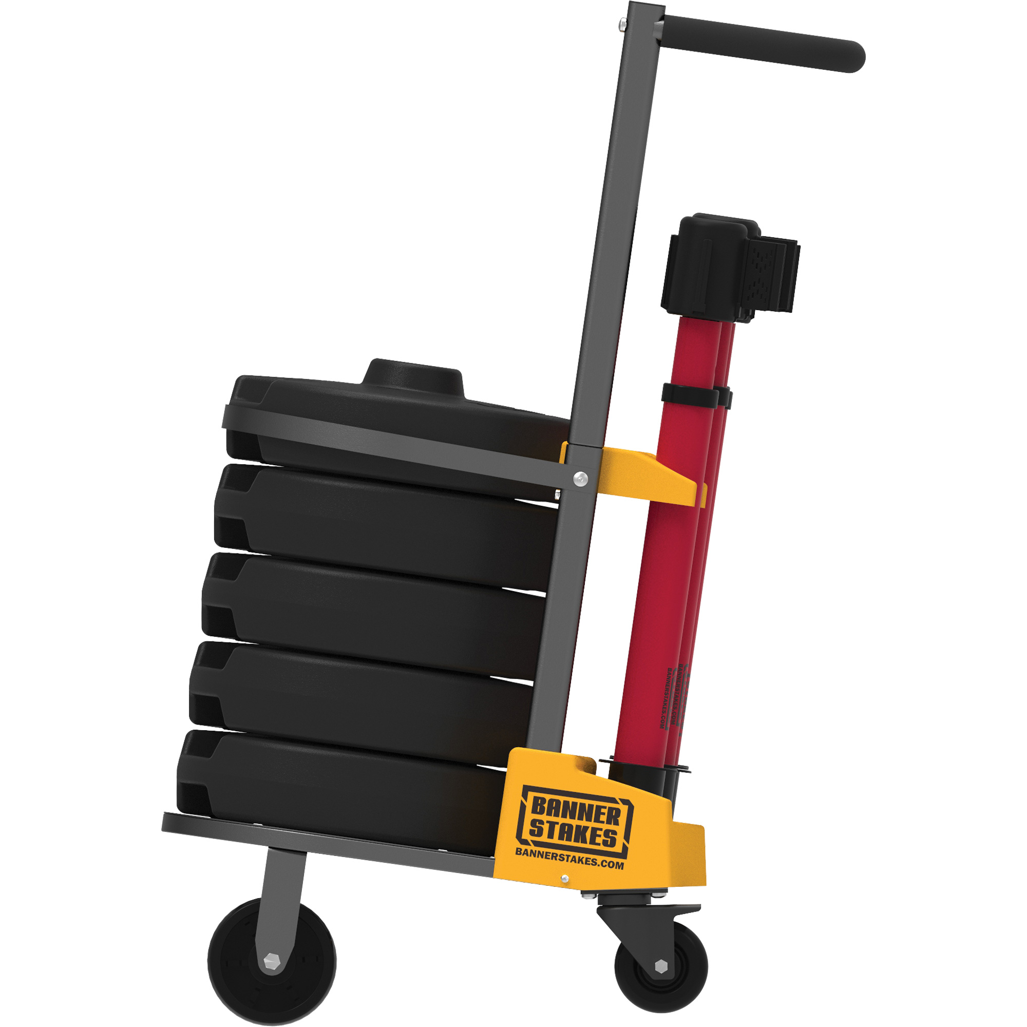 BANNER STAKES PLUS Barrier Post Cart Kit, 75' L, Metal, Red SGI780 ...