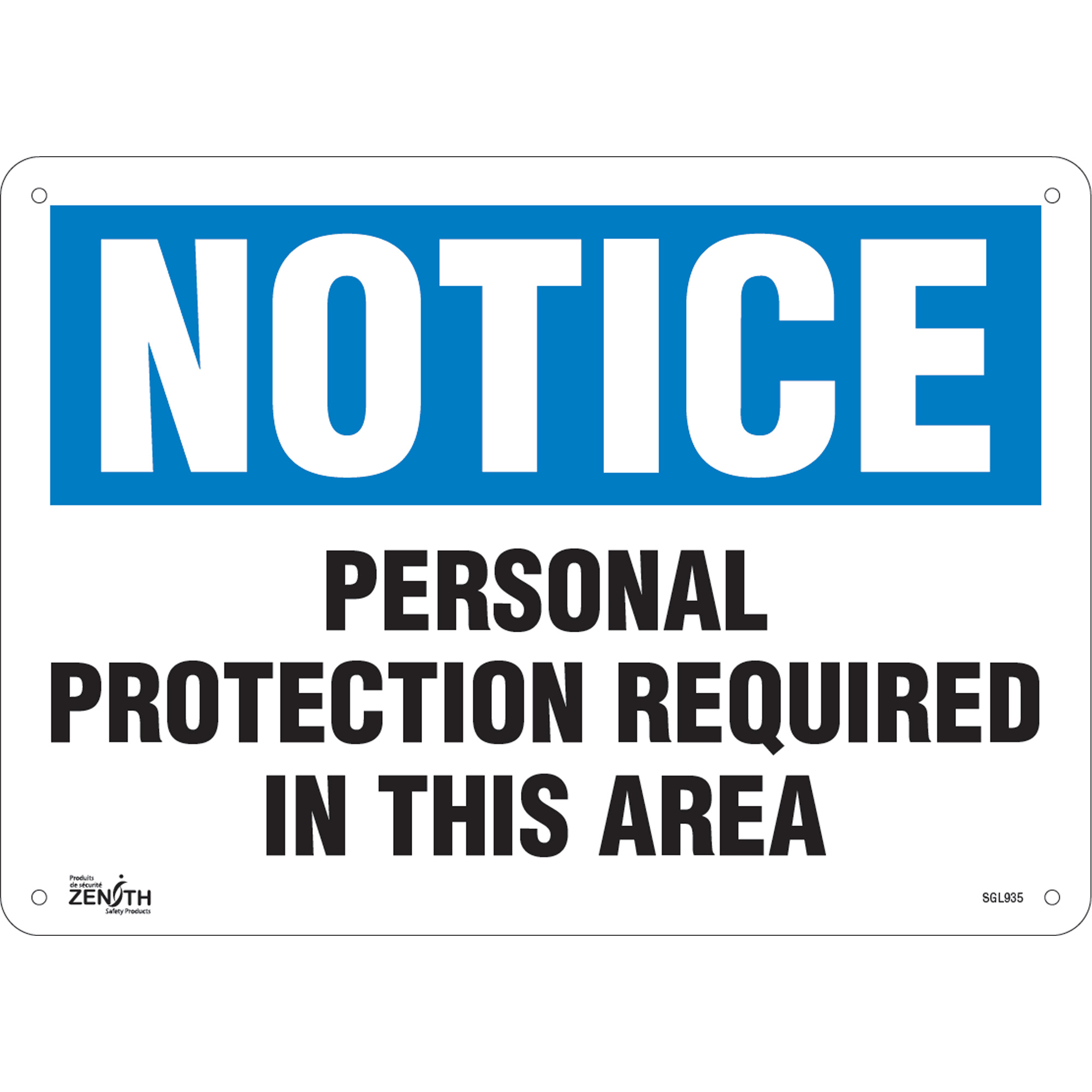 Zenith Safety Products SGL935 "Personal Protection Required" Sign, 10 ...