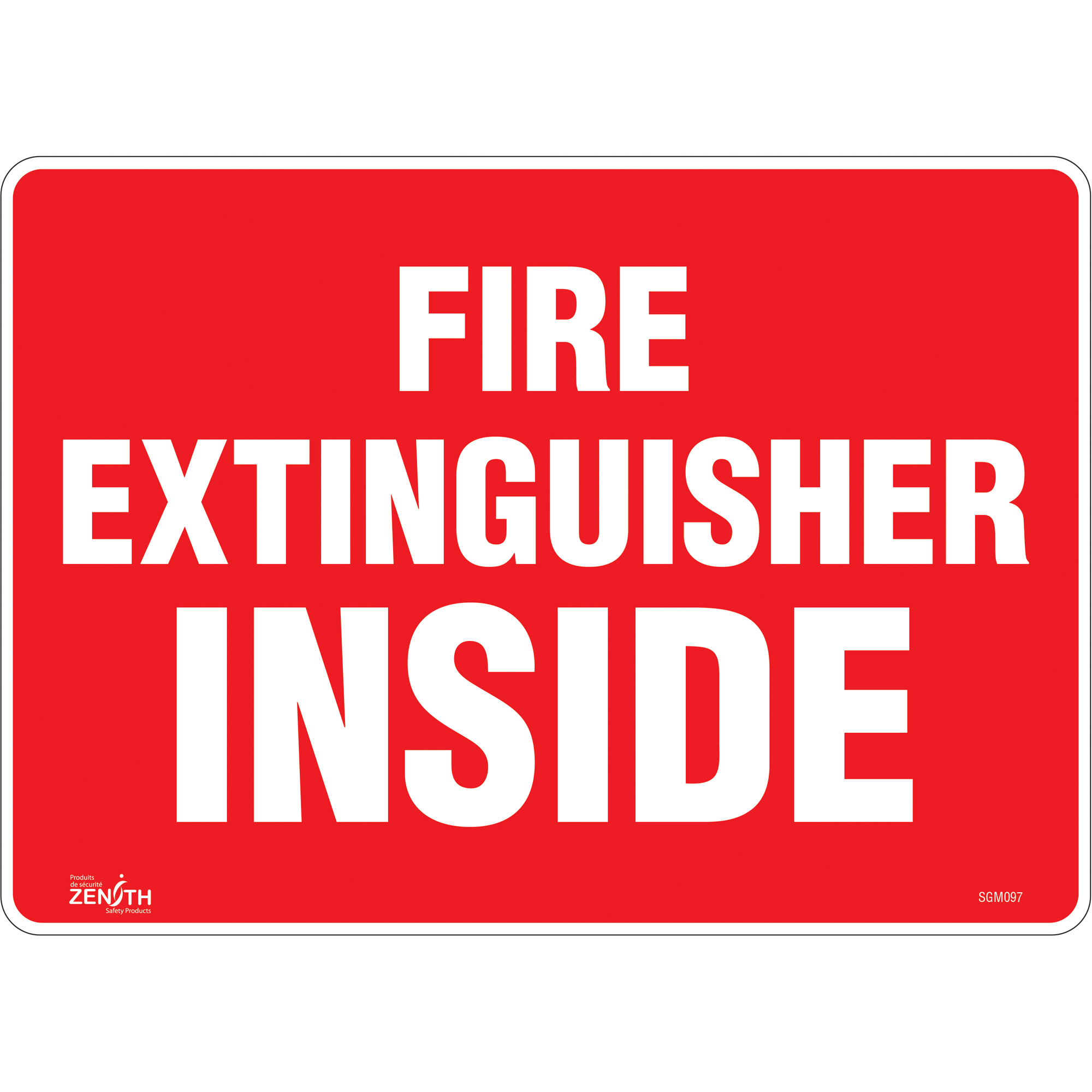 Zenith Safety Products SGM097 "Fire Extinguisher Inside" Sign, 10" x 14 ...