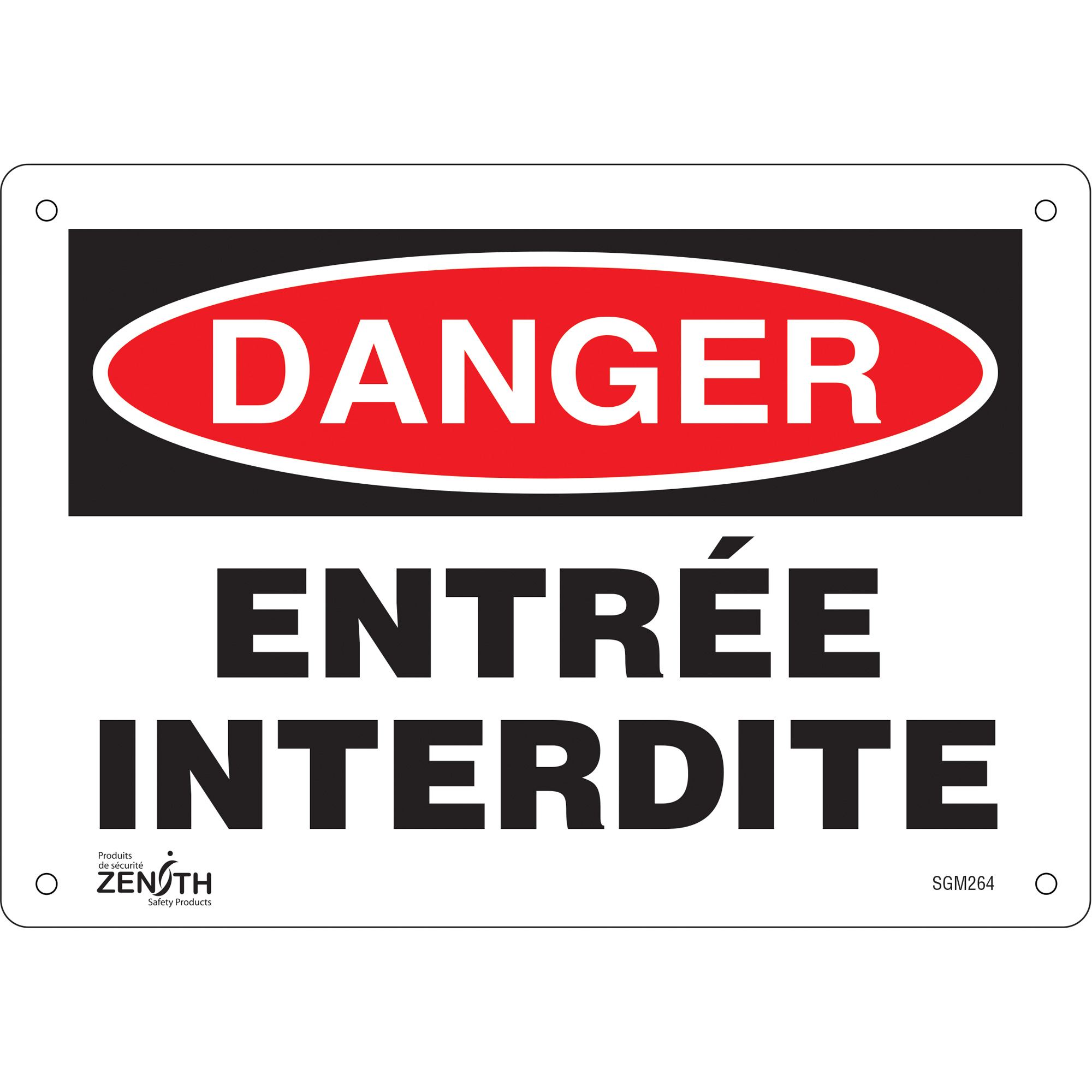 Zenith Safety Products SGM264 "Entrée Interdite" Sign, 7" x 10 ...