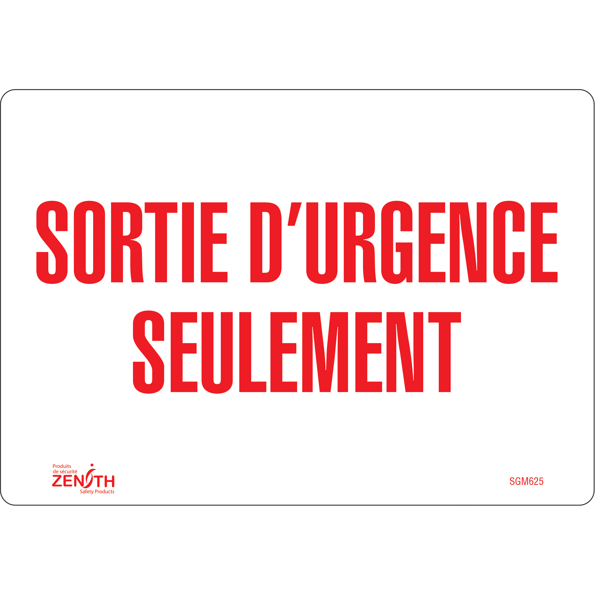 PRODUITS DE SÉCURITÉ ZENITH Enseigne Sortie D'Urgence, 7" x 10", Vinyle ...