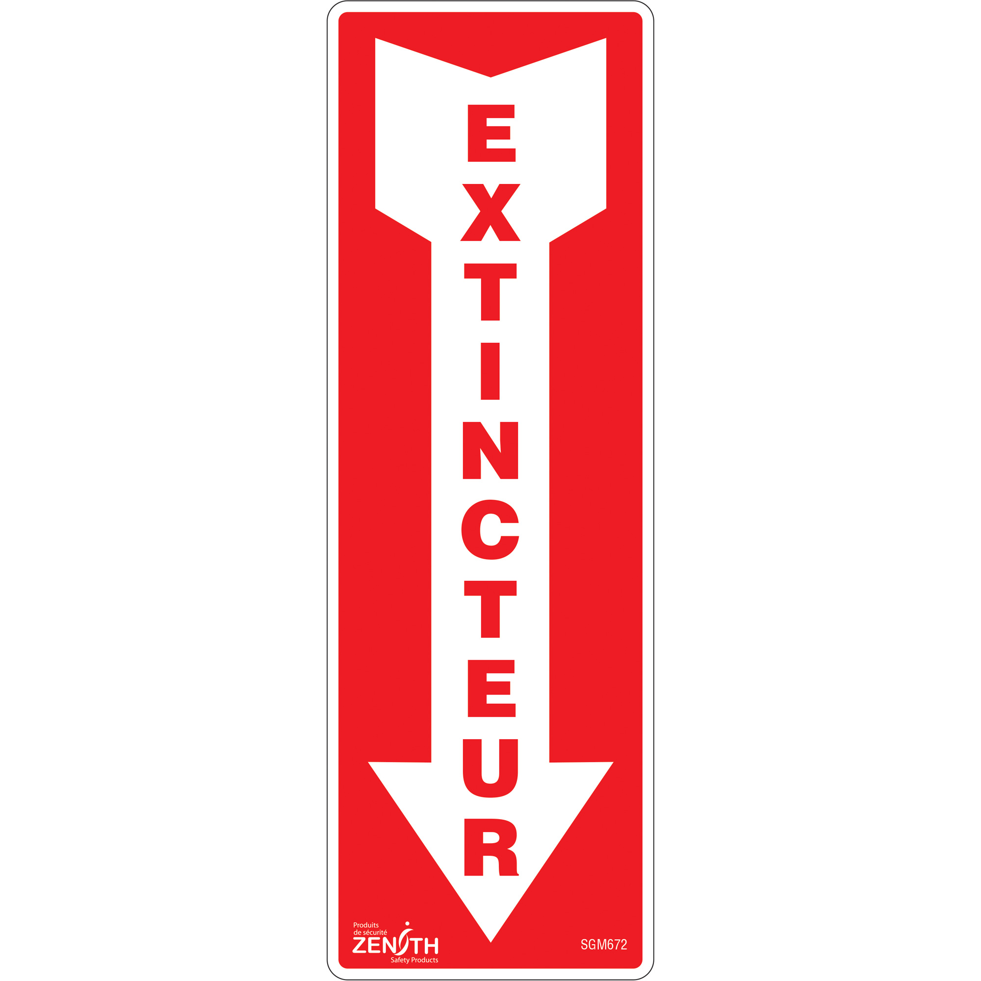 Zenith Safety Products SGM672 "Extincteur" Arrow Sign, 12" x 4", Vinyl ...