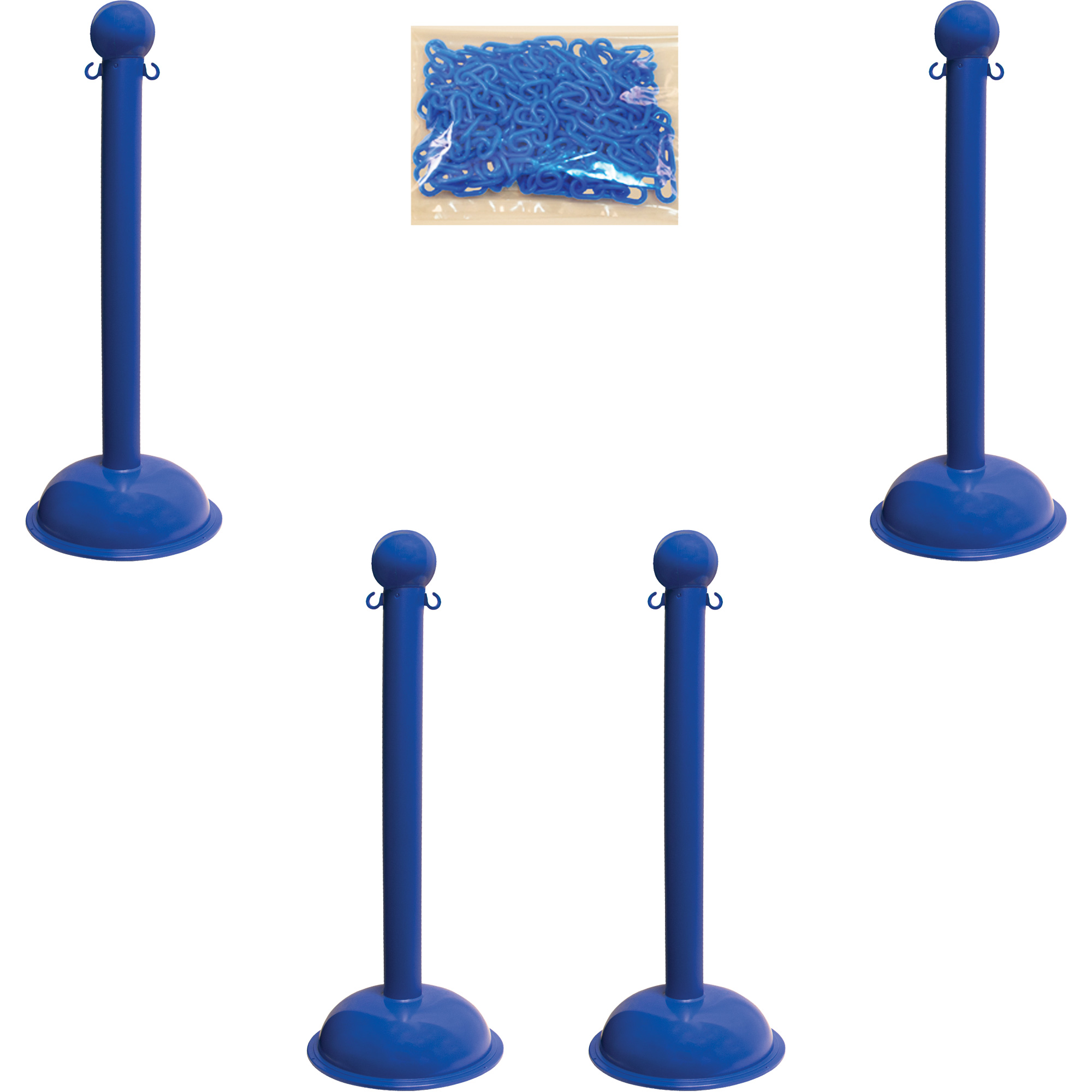 Mr. Chain 71306-4 Heavy-Duty Stanchion & Chain Kit, 41" High, Blue