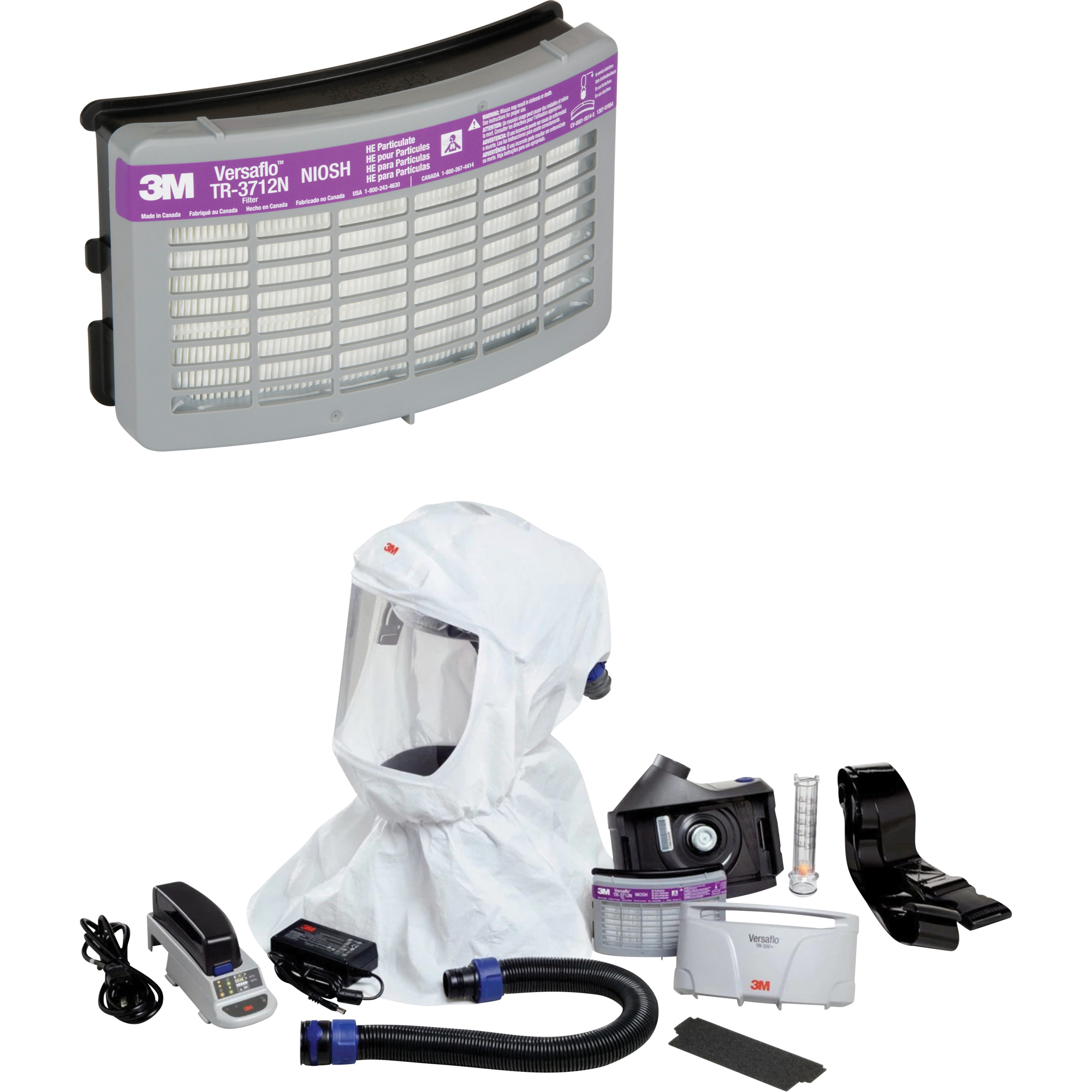 3M SGV307 Versaflo Easy Clean PAPR Kit, Loose Fitting Hood & Faceshield ...