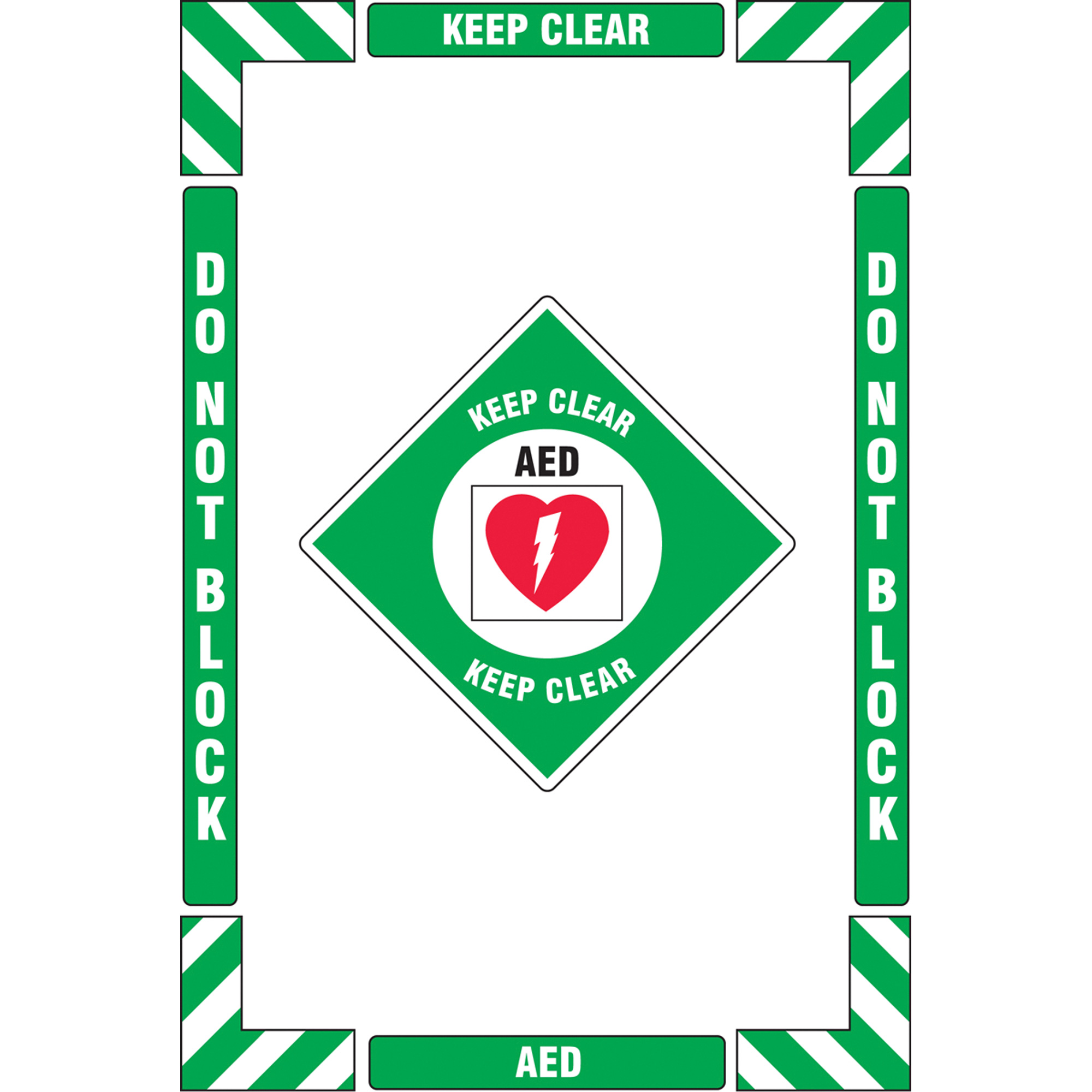 ACCUFORM SIGNS "AED Keep Clear" Floor Marking Kit, Adhesive, English ...