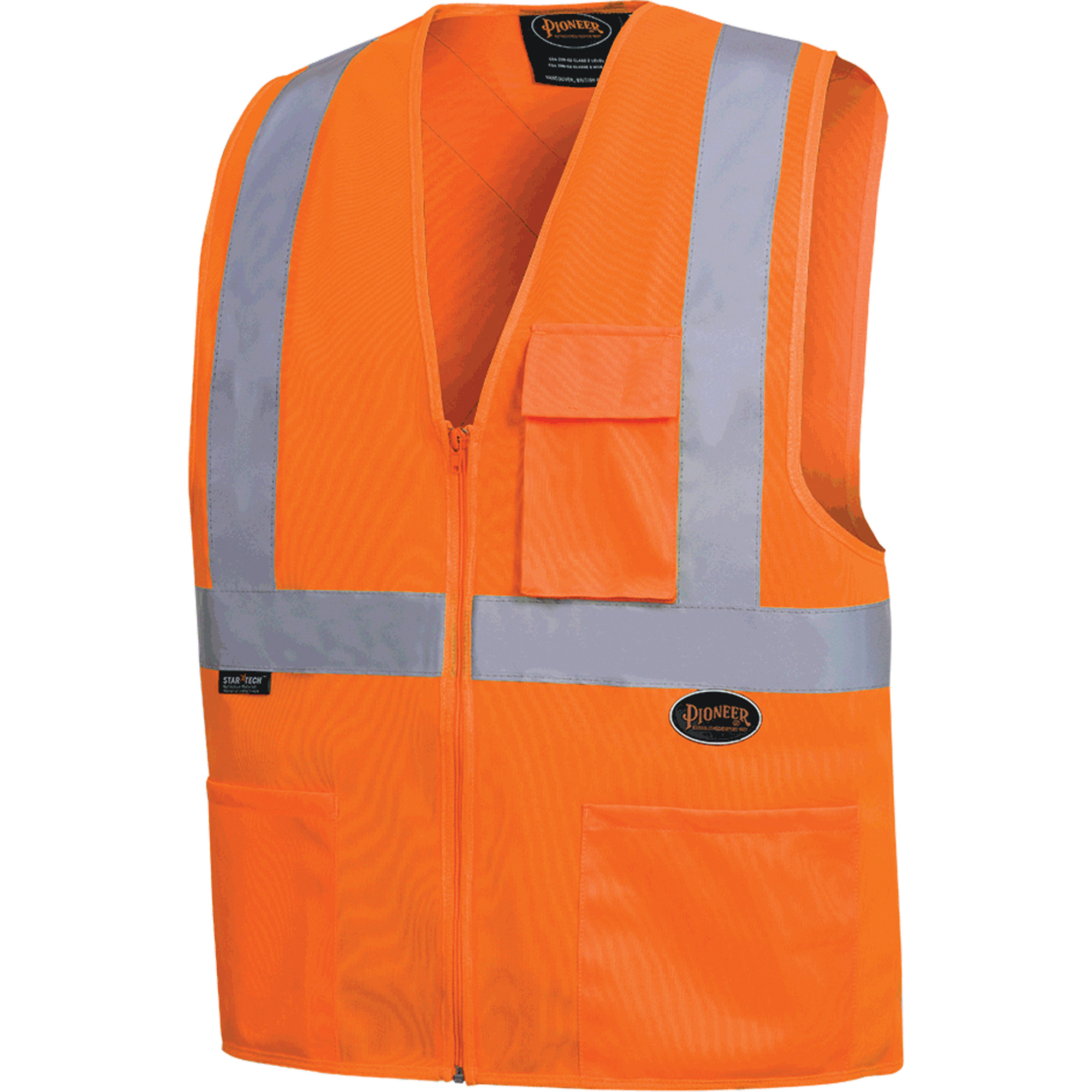 PIONEER Zipper Front Safety Vest with 2" Tape, High Visibility Orange ...