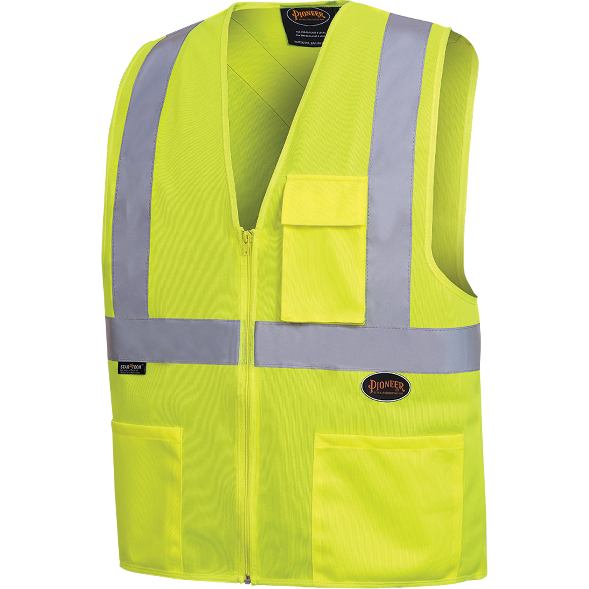 Pioneer V1060360-L Safety Vest with 2" Tape, High Visibility Lime ...