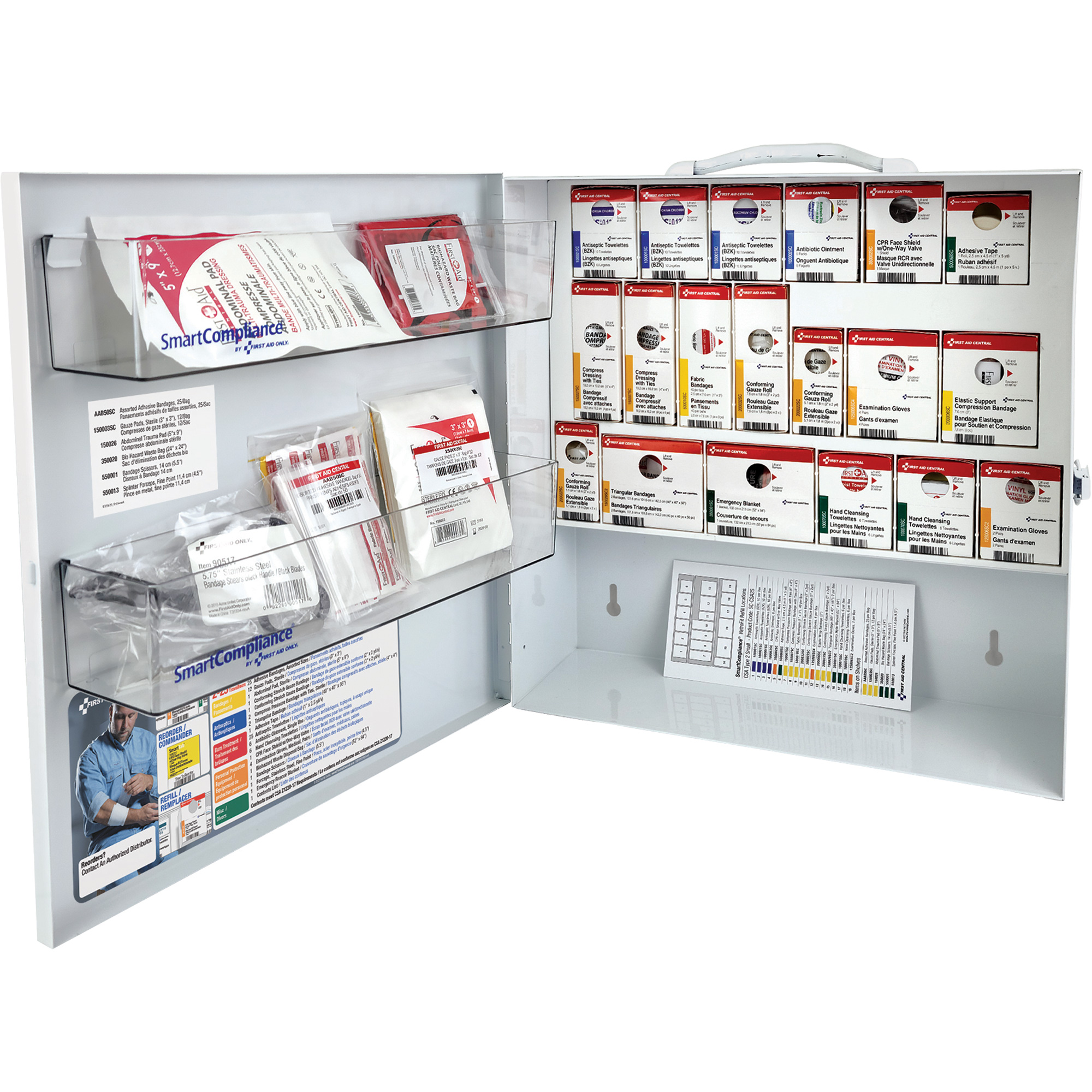 FIRST AID CENTRAL SmartCompliance® Small First Aid Cabinet, Metal Box ...