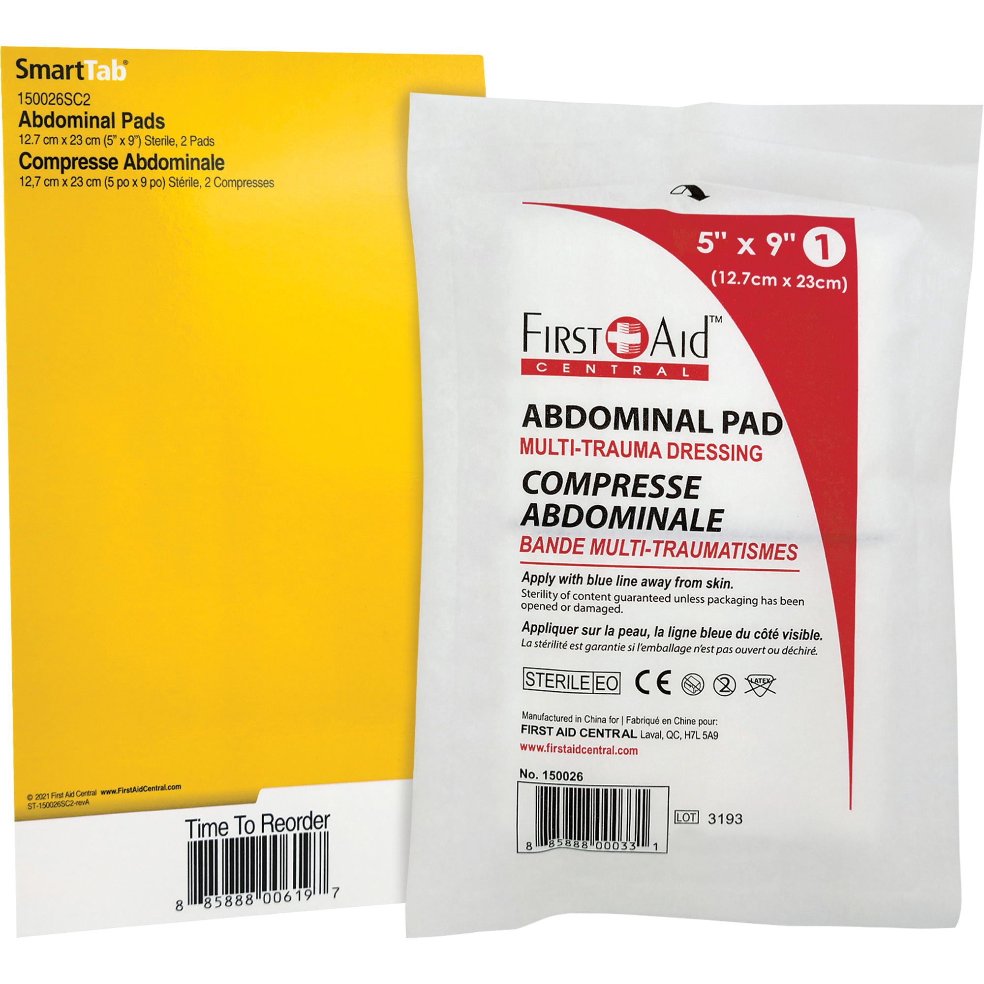 FIRST AID CENTRAL SmartCompliance® Refill Abdominal Trauma Pads SHC043 ...