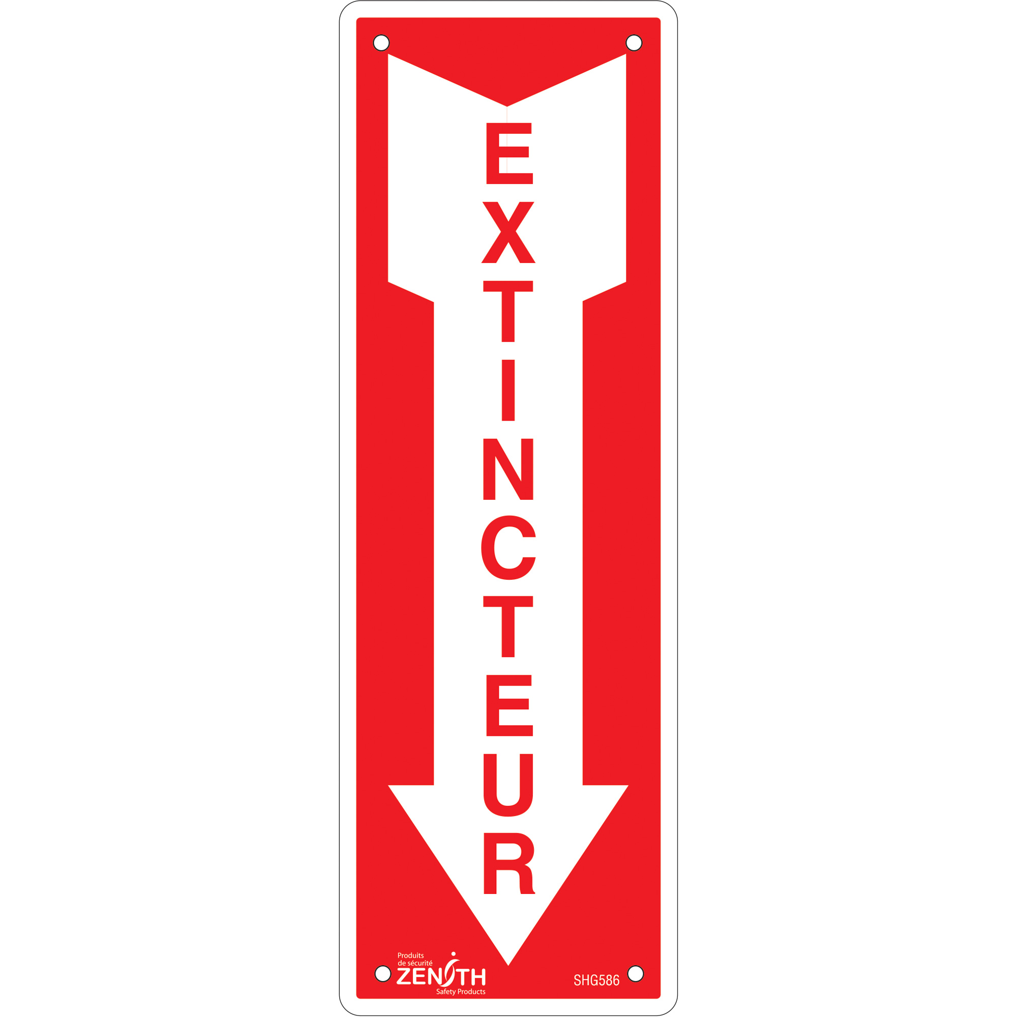 Zenith Safety Products SHG586 "Extincteur" Sign, 12" x 4", Aluminum ...