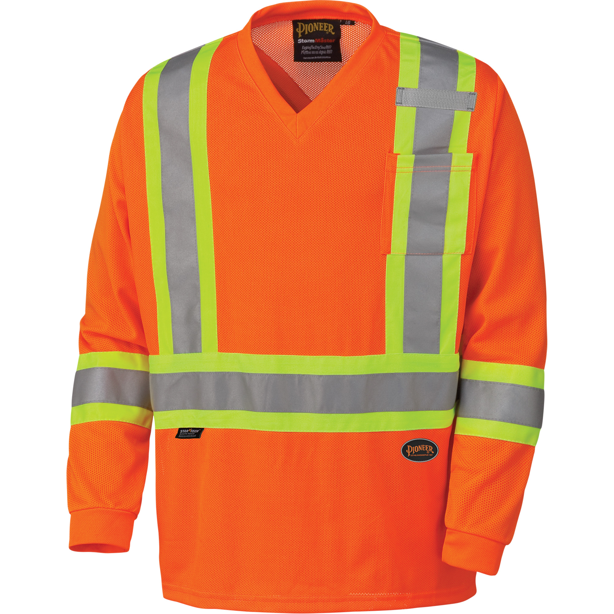 Pioneer V1050950-L Traffic Micro Mesh Long-Sleeved Safety Shirt, Large ...