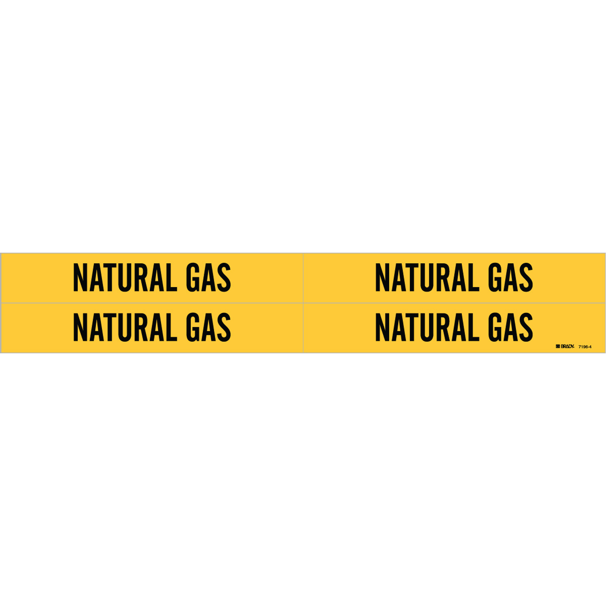 Brady 7196-4 "Natural Gas" Pipe Markers, Self-Adhesive, 1-1/8" H x 7" W ...
