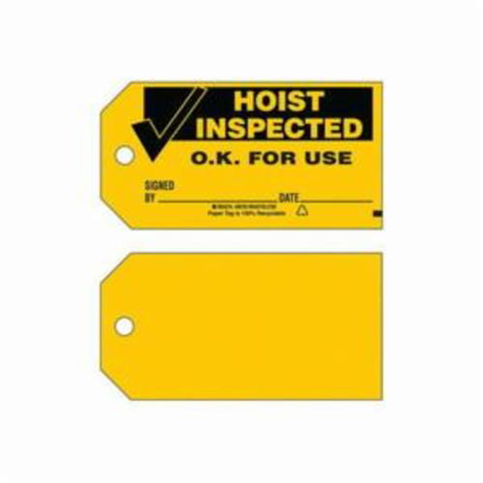 BRADY "Hoist Inspected" Tags SX378 (86762) | Shop Inspection Tag | TENAQUIP