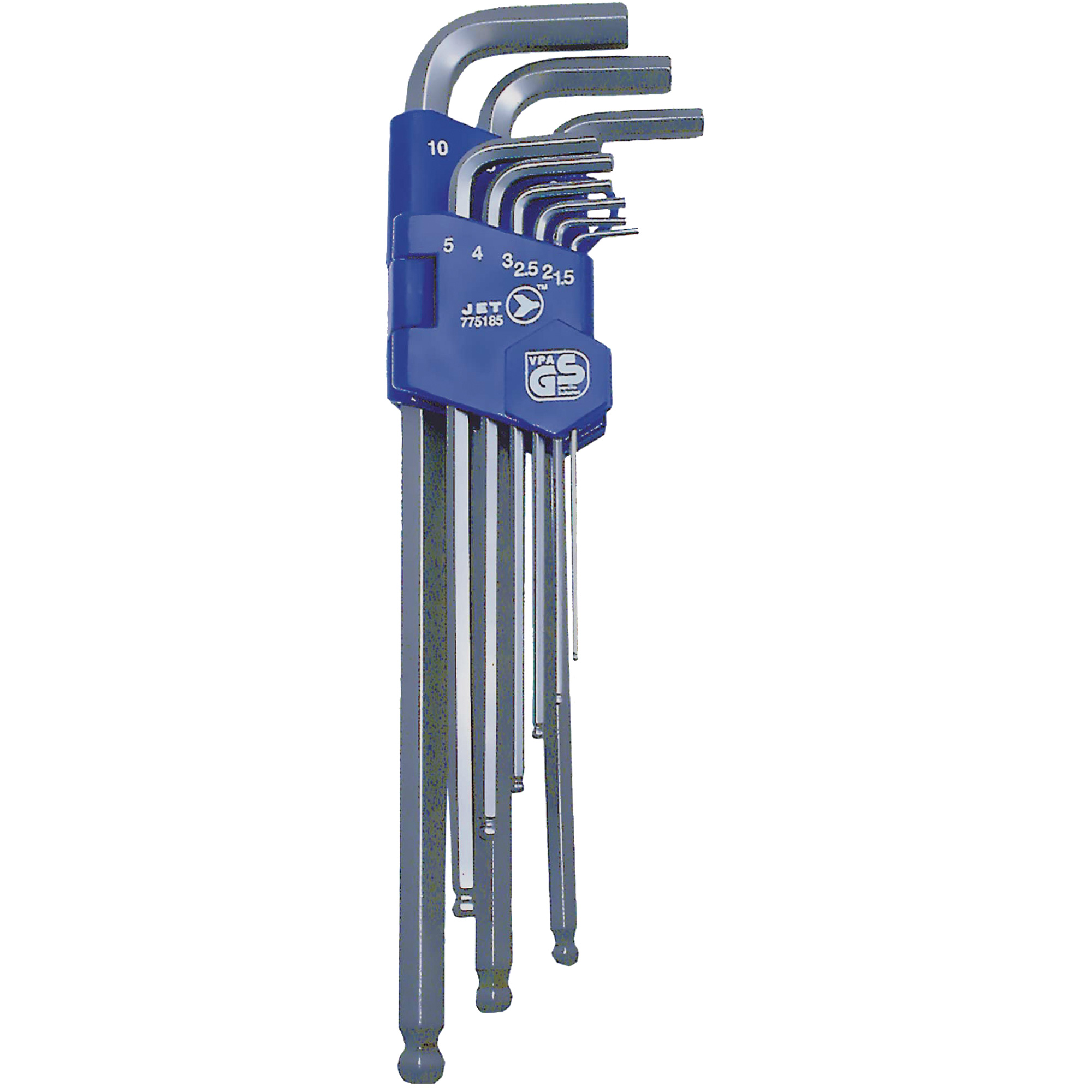 JET 775185 Extra Long Ball Nose Hex Key Set, 9 Pcs., Metric