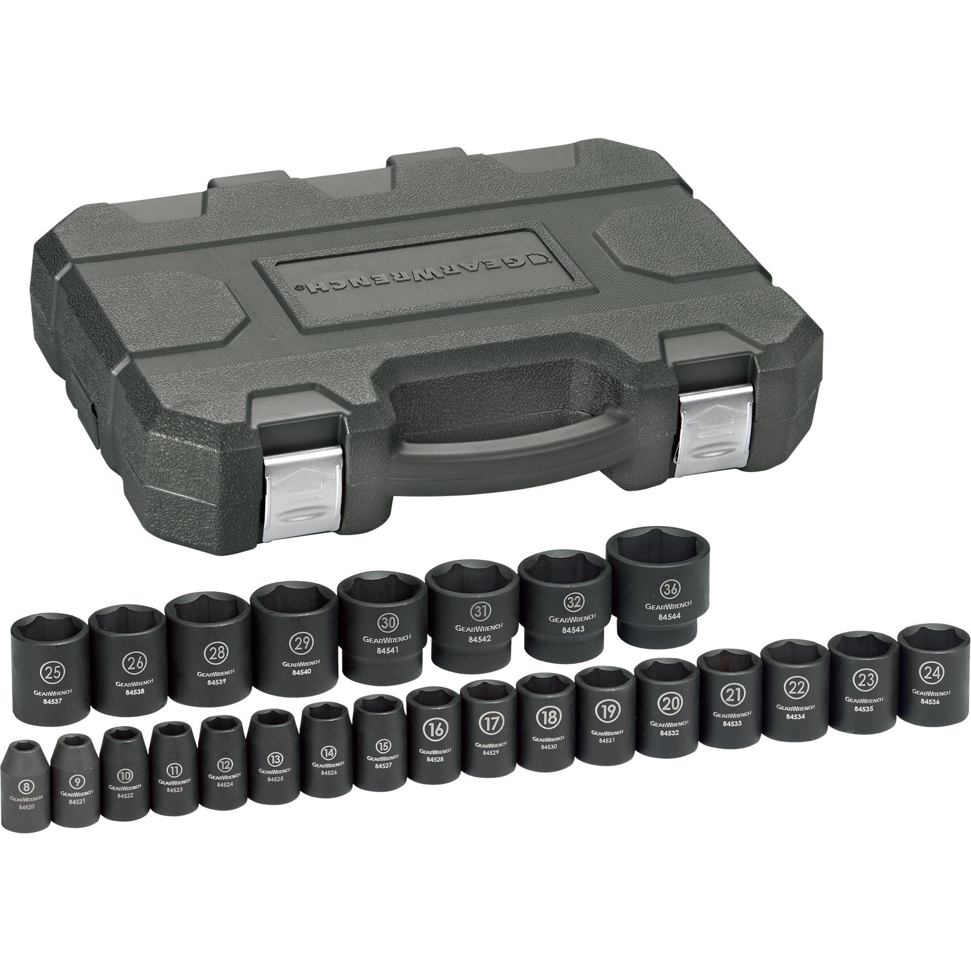 Gearwrench 84933N Standard Impact Socket Set, 1/2" Drive Size
