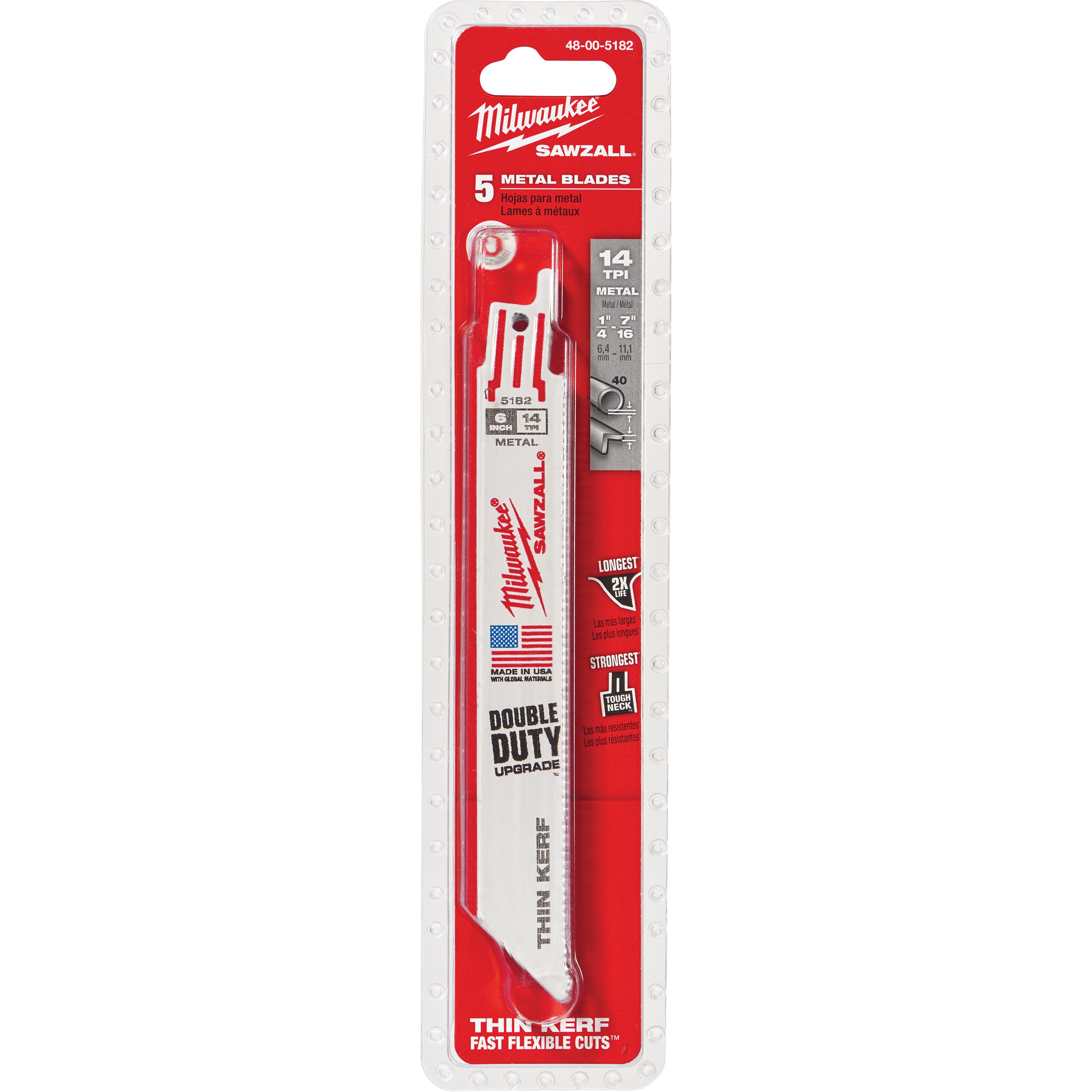 MILWAUKEE The Torch Sawzall® Metal-Cutting Blades, Bi-Metal, 18 TPI, 9 ...