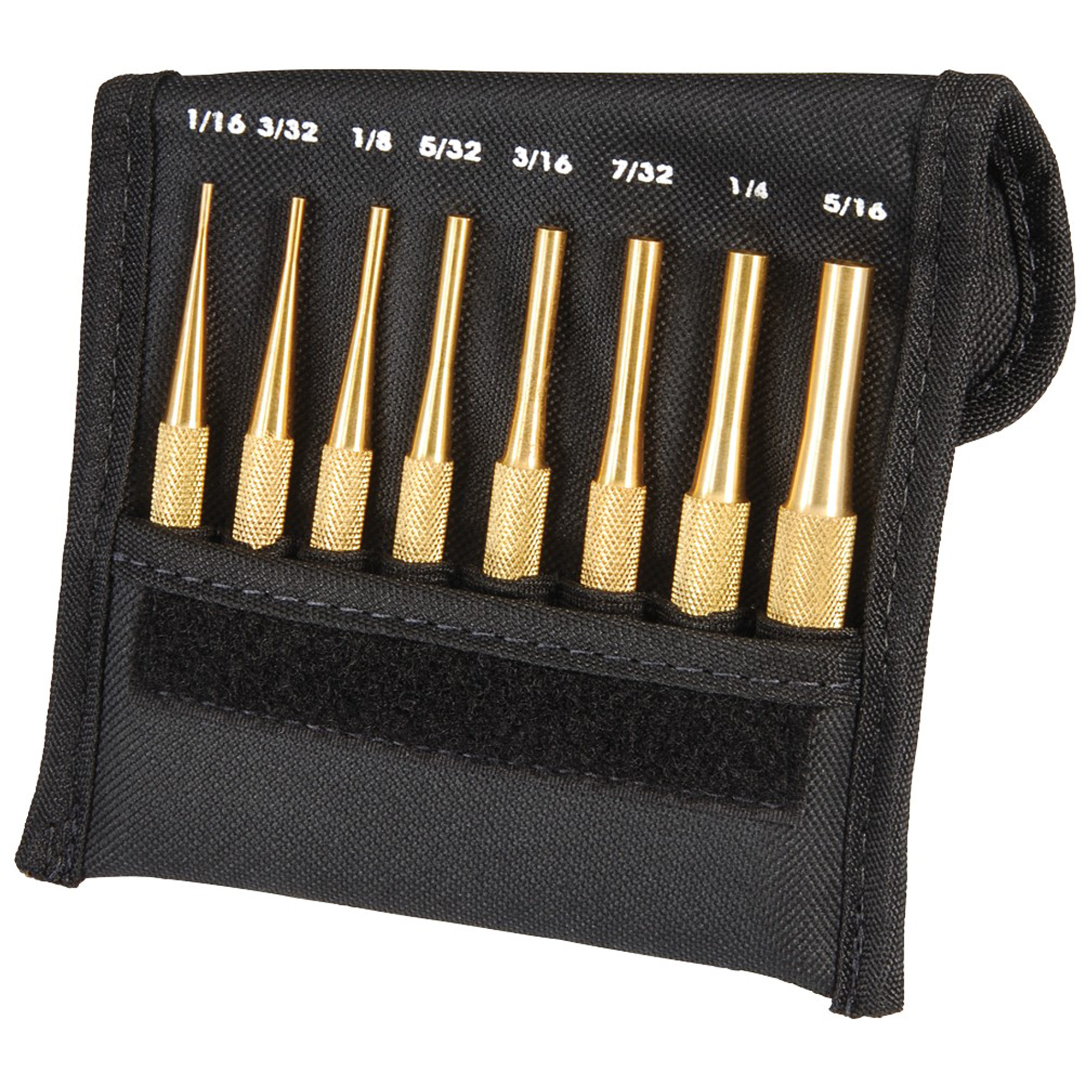 Starrett 12473 Brass Drive Pin Punch Set, 8 Pieces