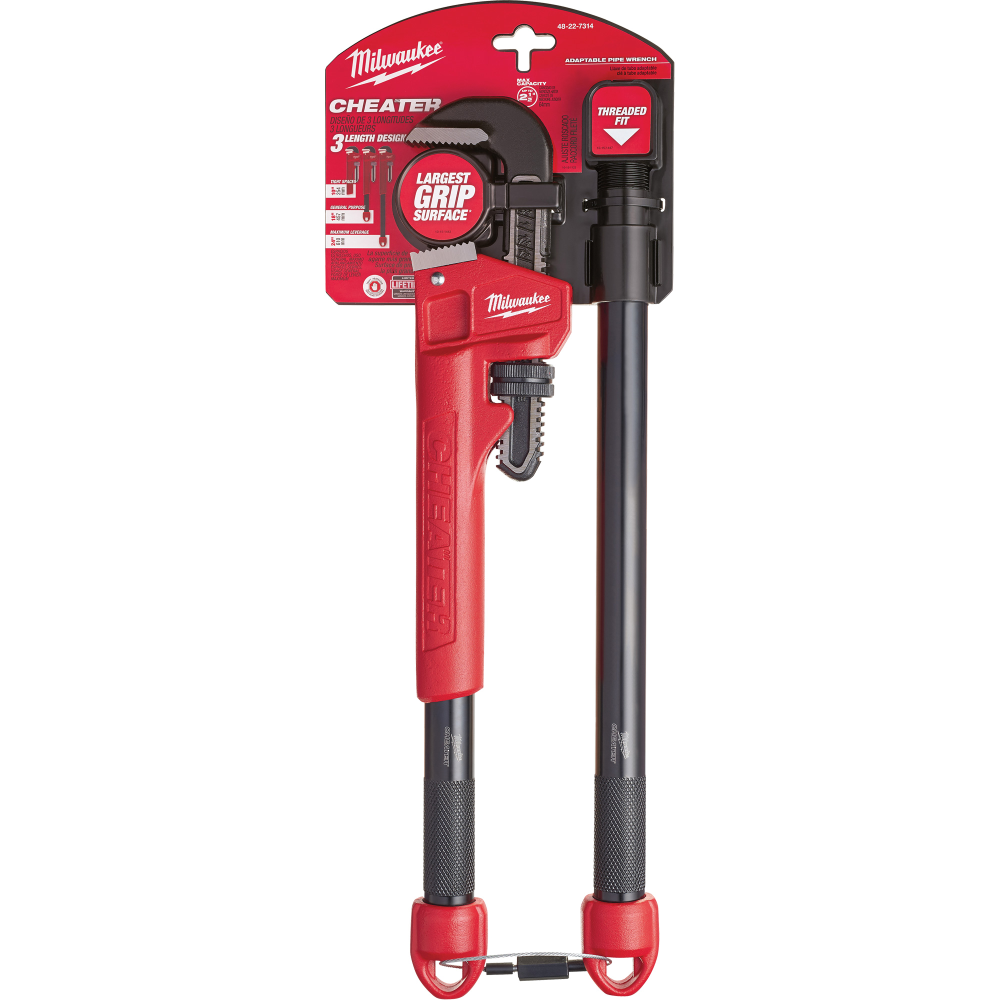 Milwaukee 48-22-7314 Cheater Adaptable Pipe Wrench, 2-1/2" Jaw Capacity ...