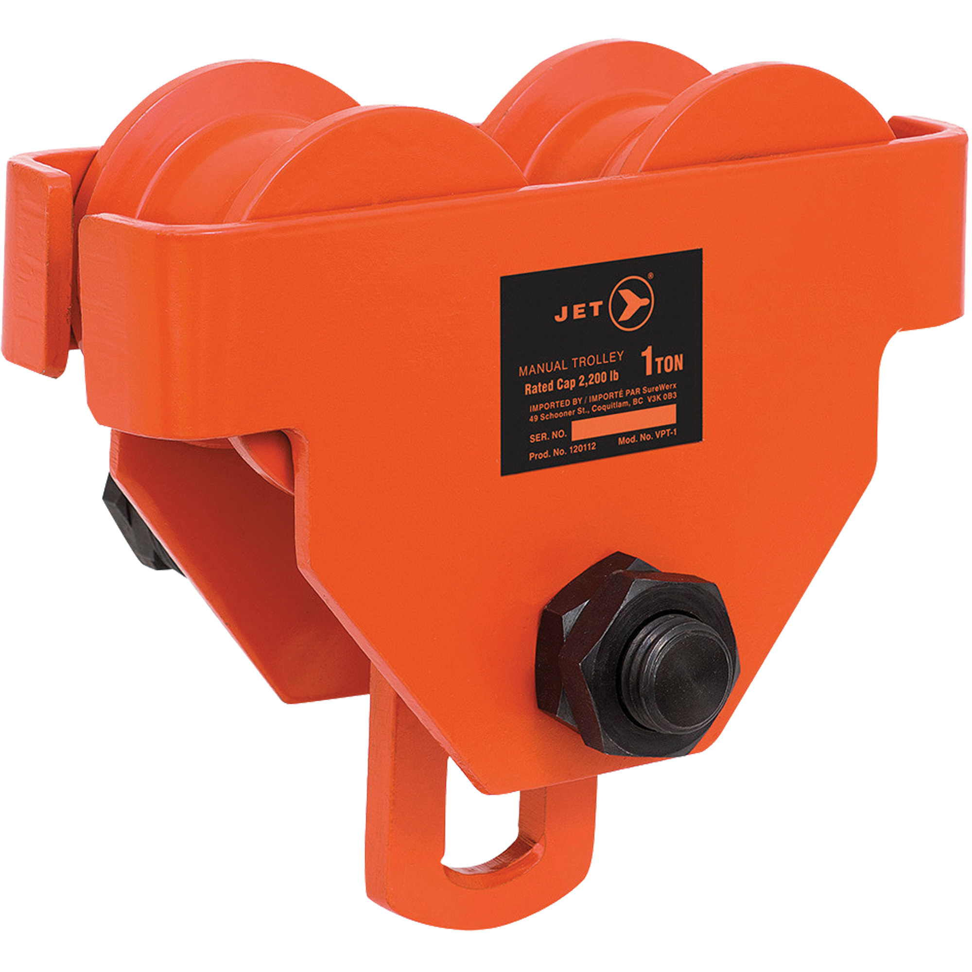 JET Equipment 120112 VBT Series Manual Trolley, 2000 lbs. (1 tons)