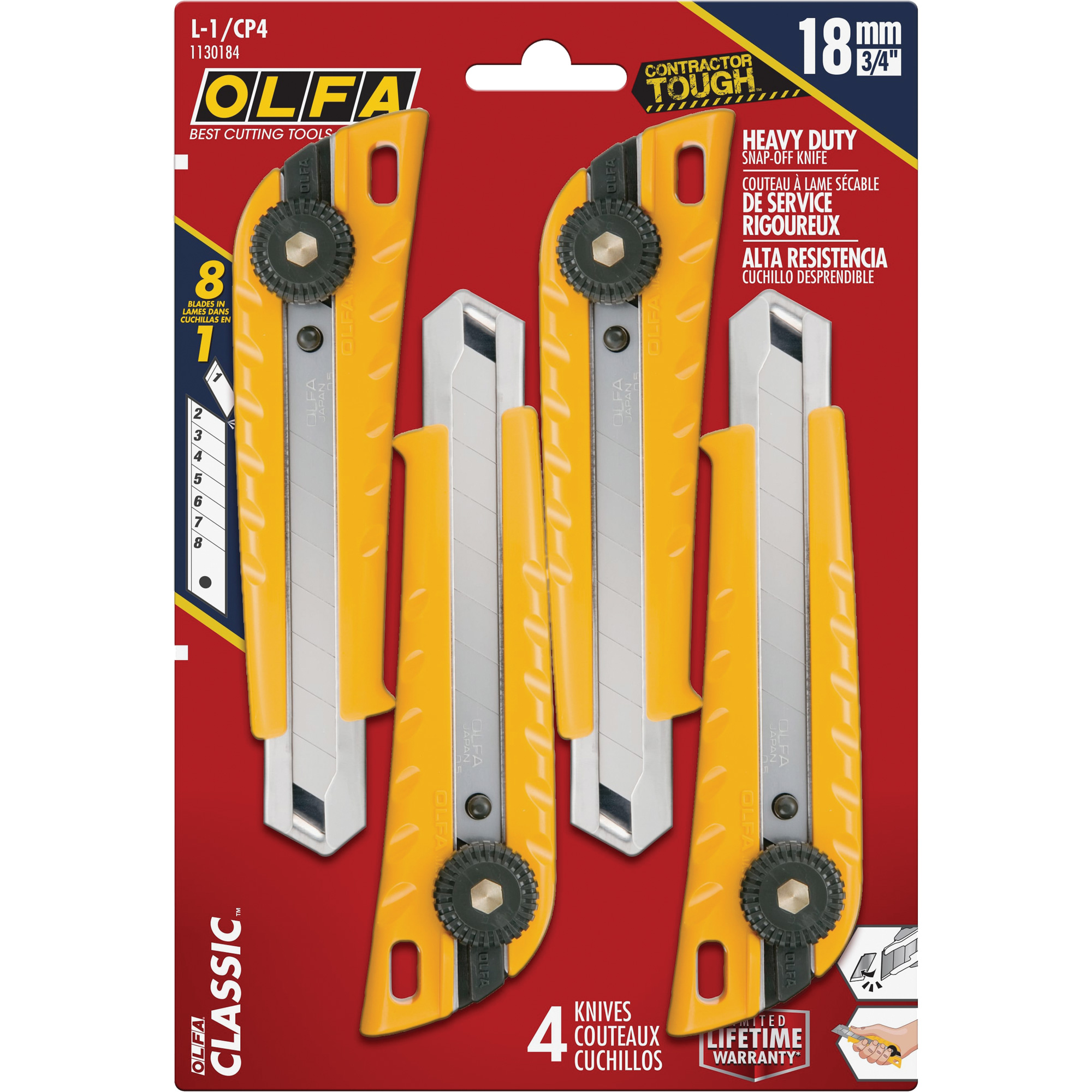 Olfa 1130184 MXP-L Ratchet Knife with Die-Cast Handle, 18 mm