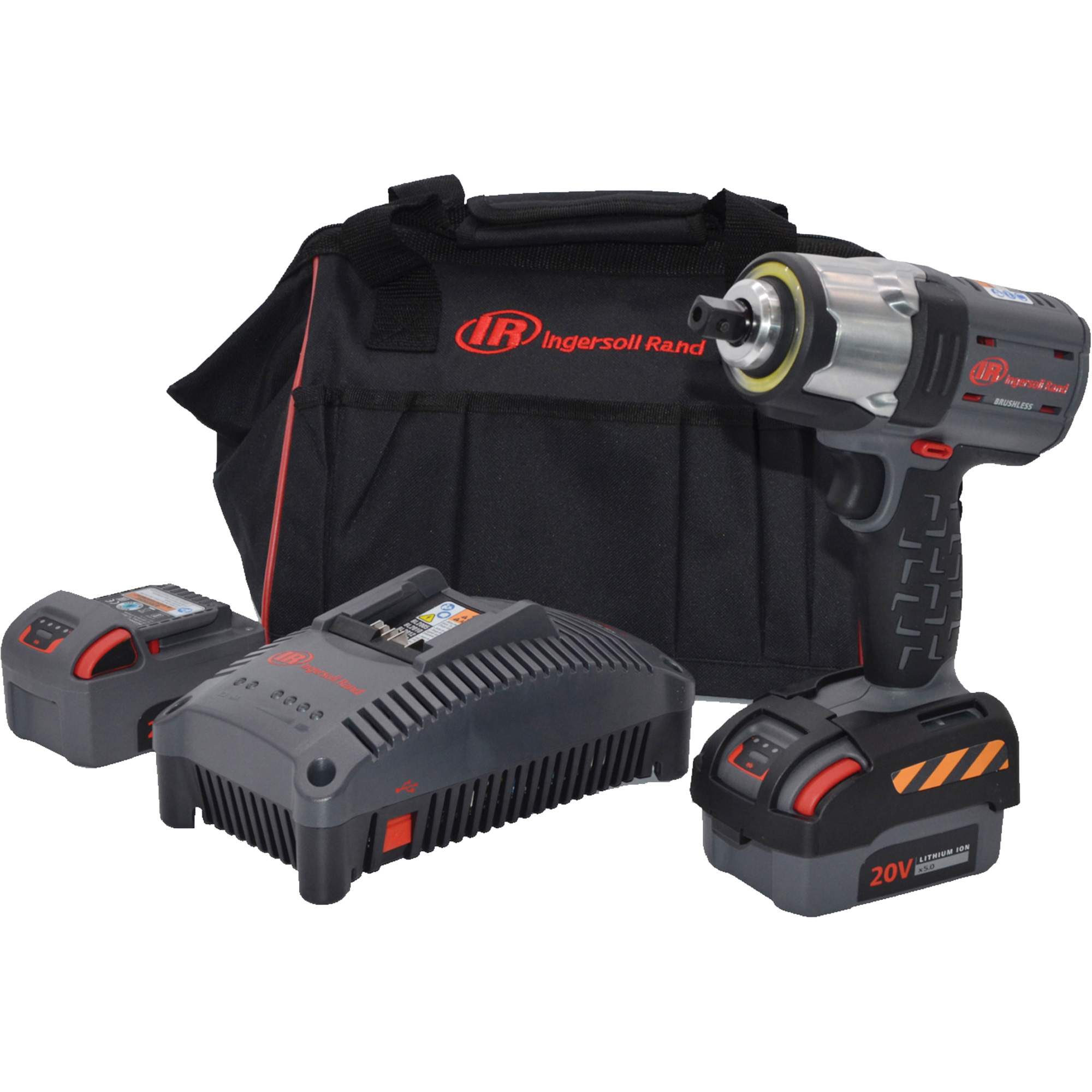 Ingersoll Rand W5153P-C1D2-K22 Mid-Torque Cordless Impact Wrench Kit ...