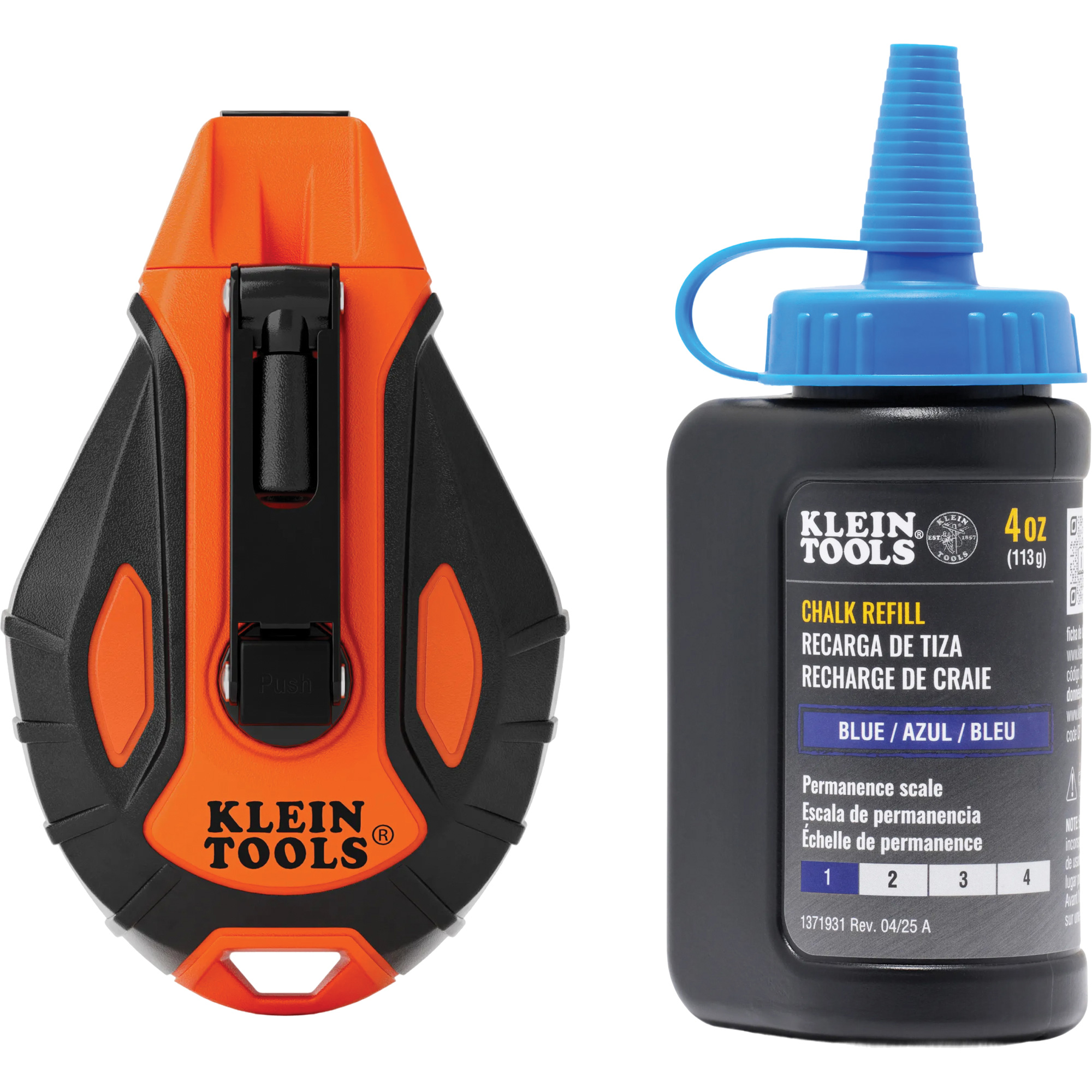 Klein Tools CHLK100S Smooth Retractable Chalk Reel with Chalk Refill