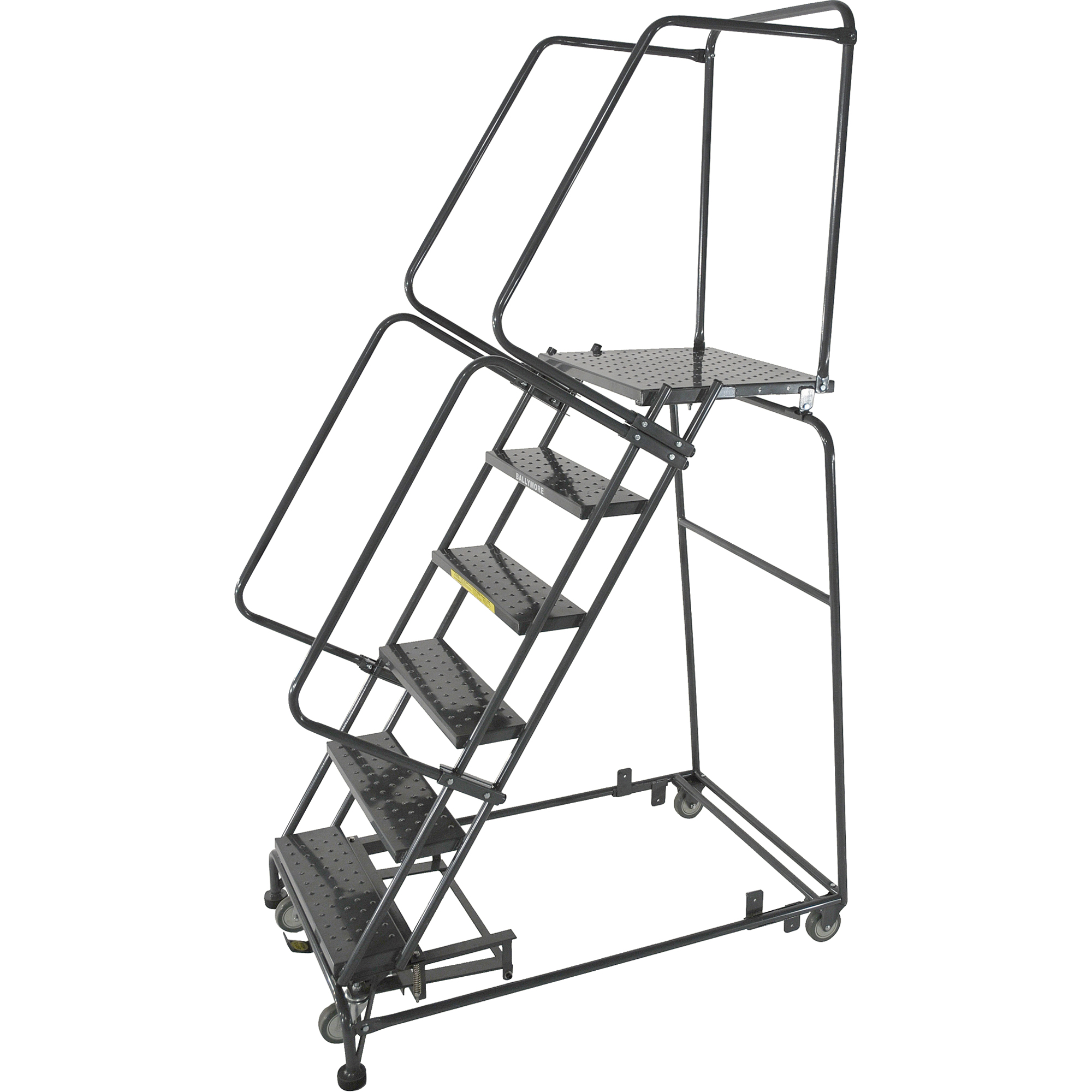 BALLYMORE Weight Actuated Lockstep Rolling Ladders, 6 Steps, 24" Step ...
