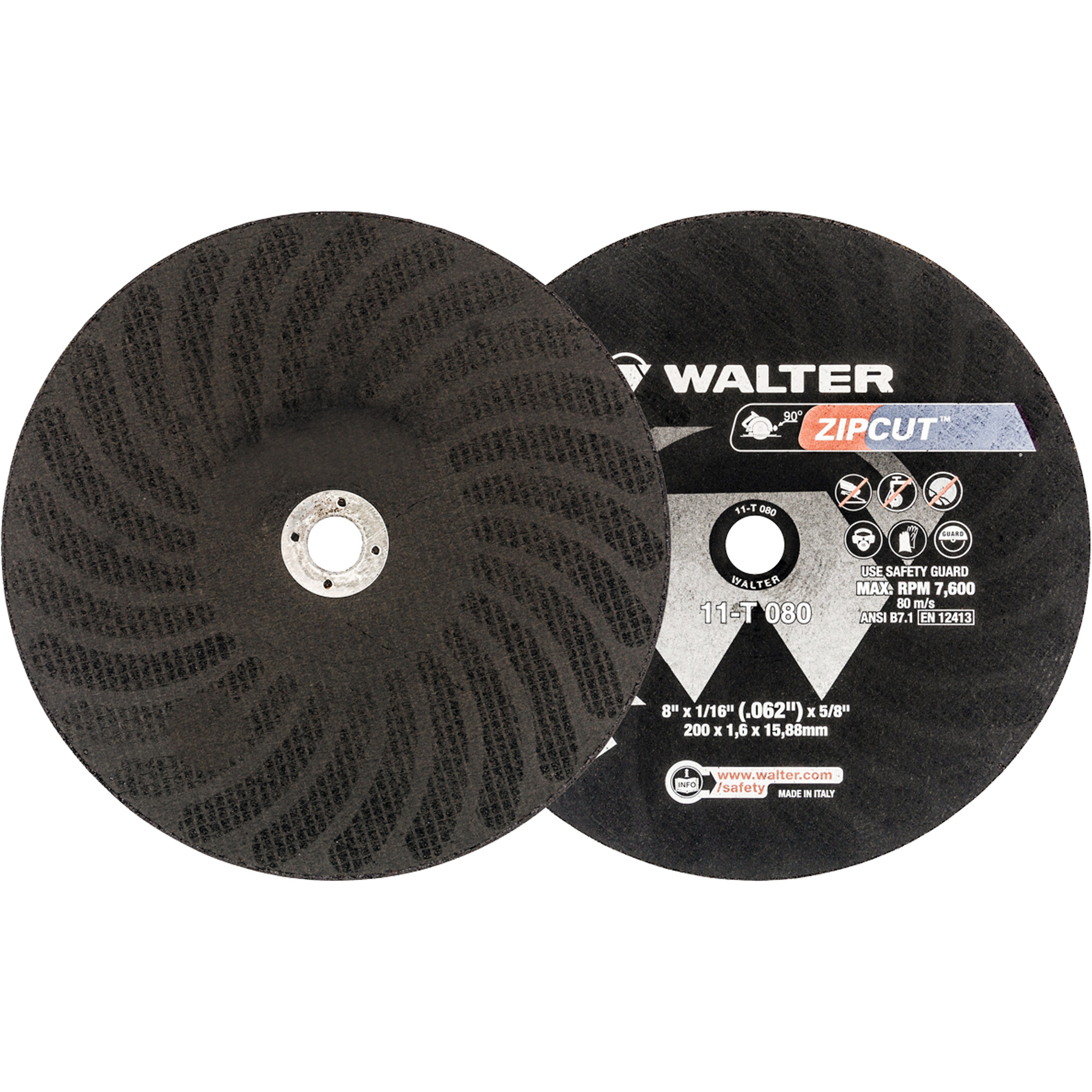 Walter Surface Technologies 11T080 Zipcut Reinforced Cut-Off Wheel, 8 ...