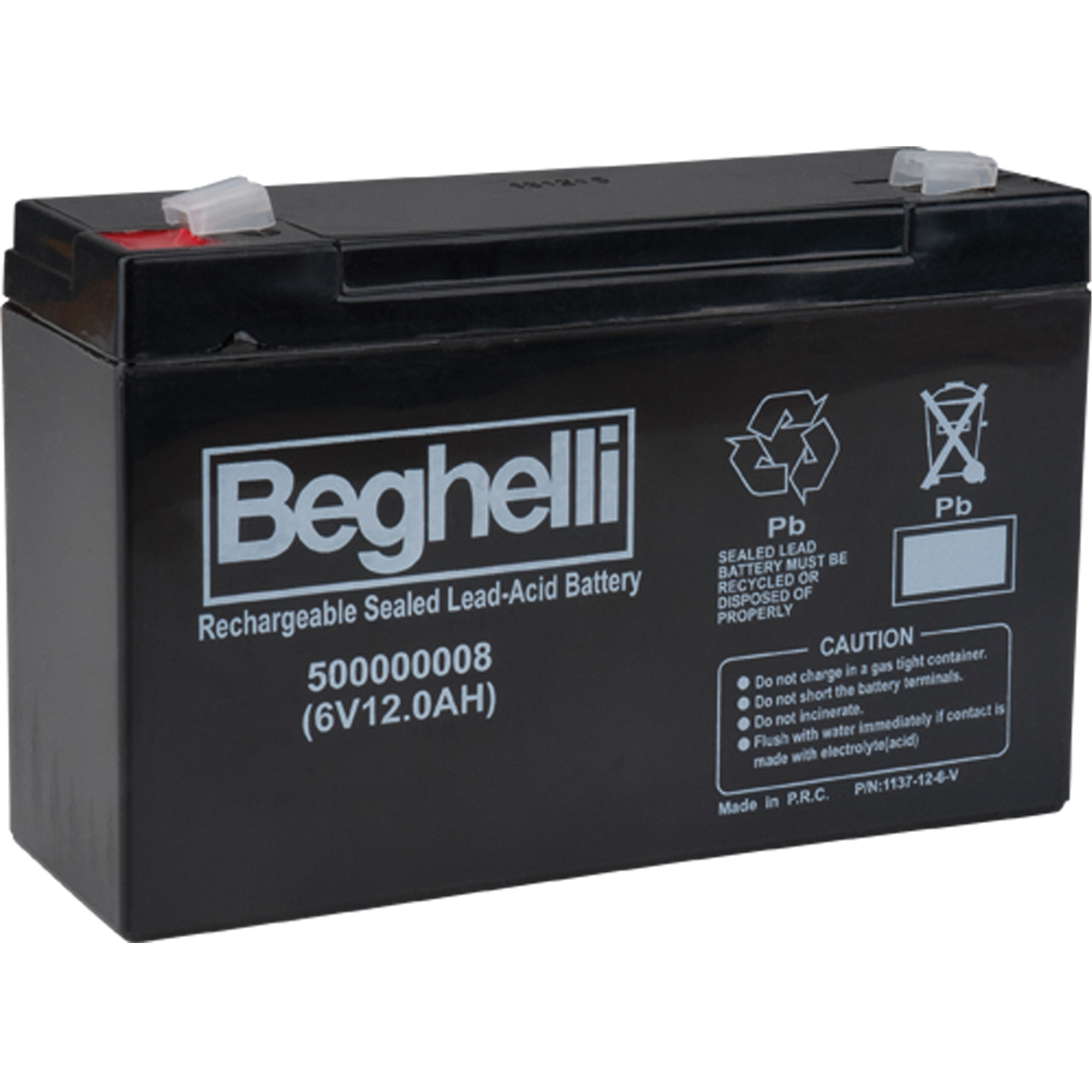 Beghelli BA-6-12.0BB Sealed Lead Acid Batteries, 6 V, 12 Ah