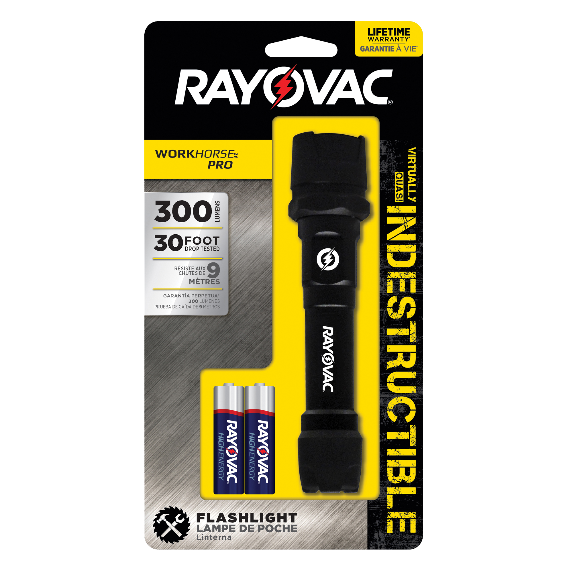 RAYOVAC Workhorse Pro Virtually Indestructible Flashlight XH130 (DIY2AA ...