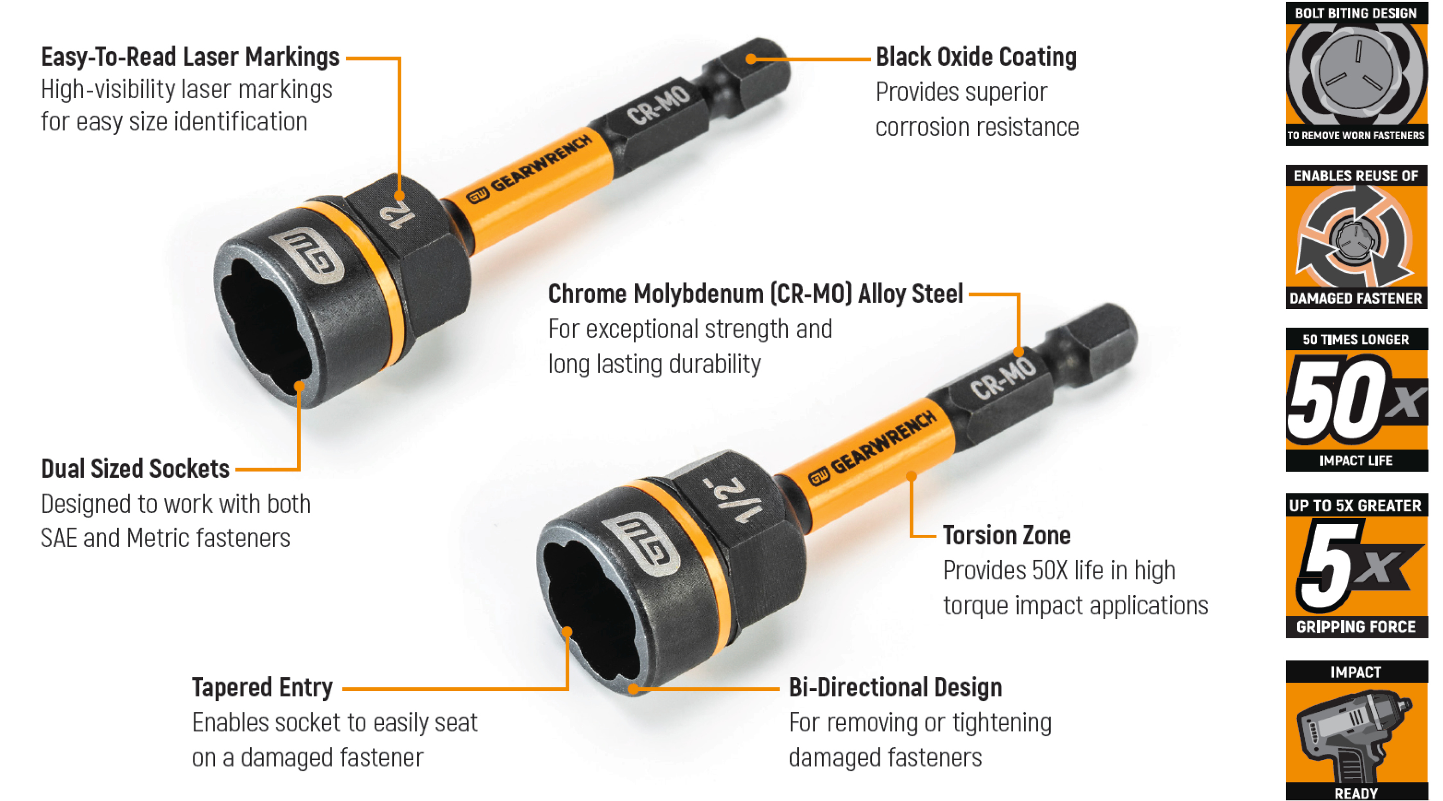 Gearwrench Bolt Biter Fastener Extraction Tools | TENAQUIP
